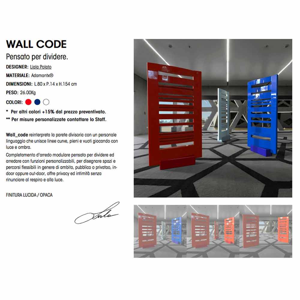 Divisor de quarto de design moderno Wall Code, made in Italy