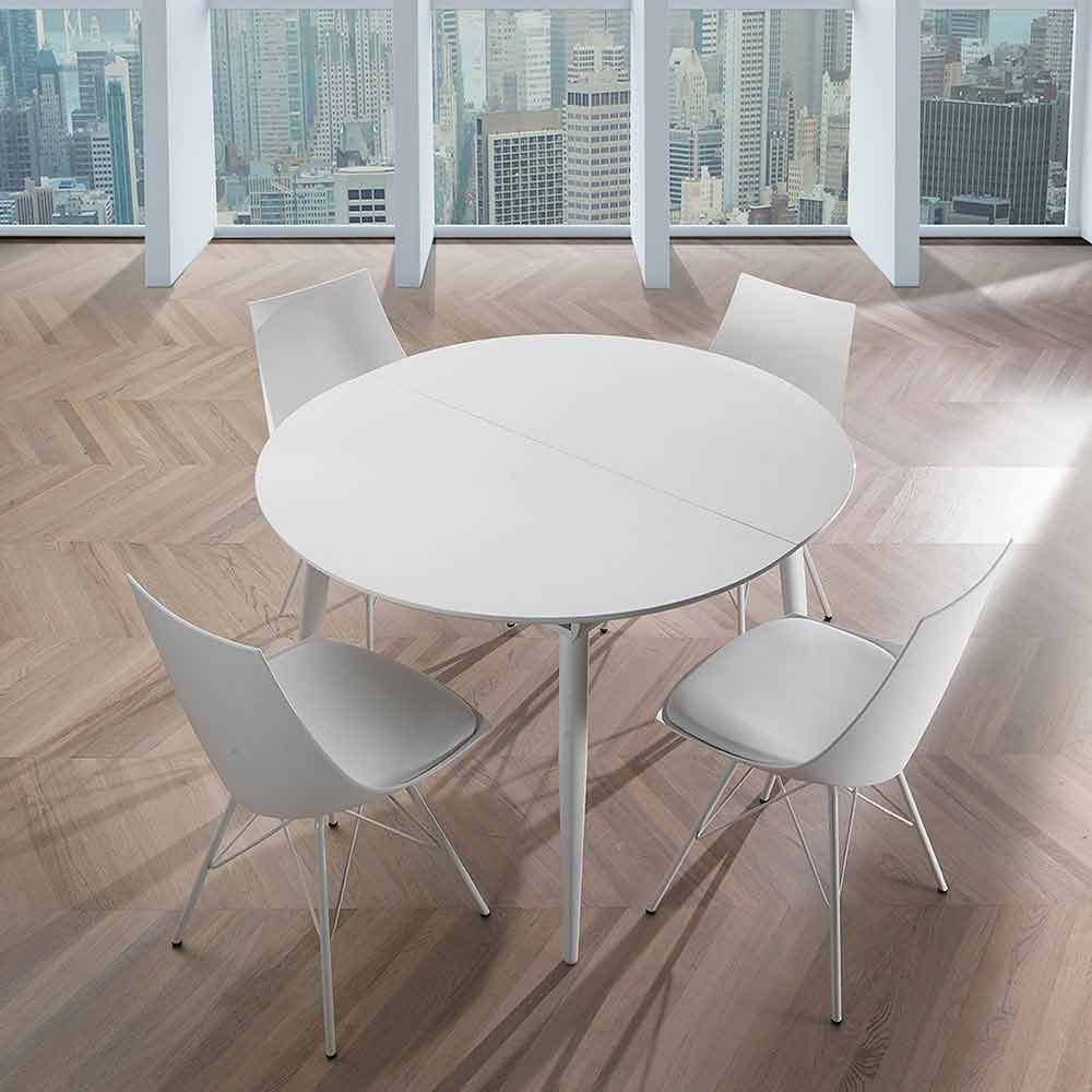 Mesa de jantar extensível redonda em branco Mdf - Ismaele