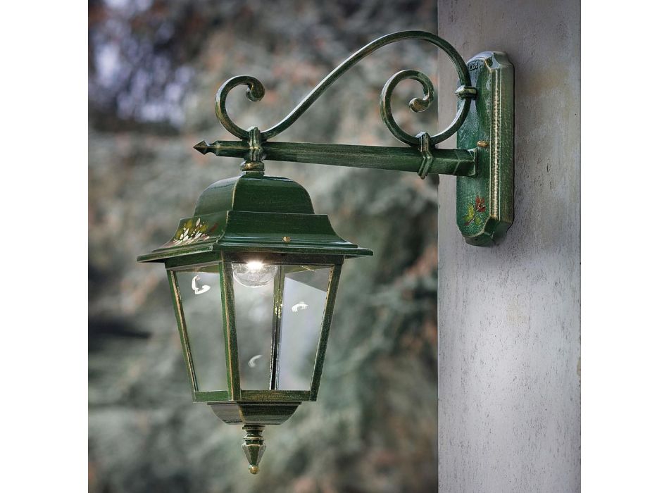 Candeeiro de parede de jardim em alumínio decorado à mão