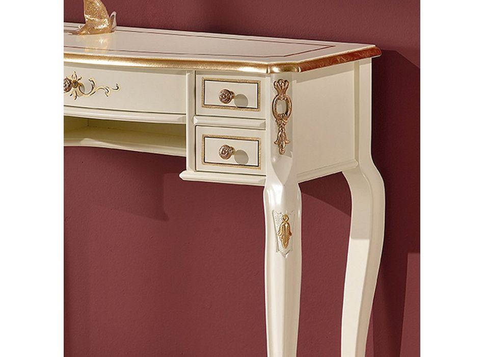 Console de Entrada Estilo Clássico em Madeira com 5 Gavetas