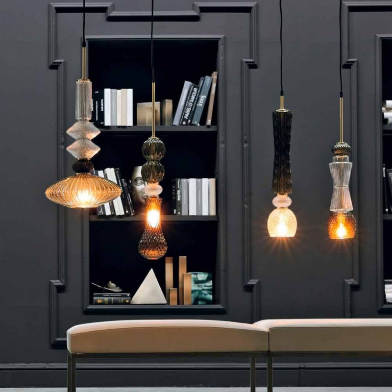 Lâmpada de suspensão fabricada na Itália em vidro de Murano