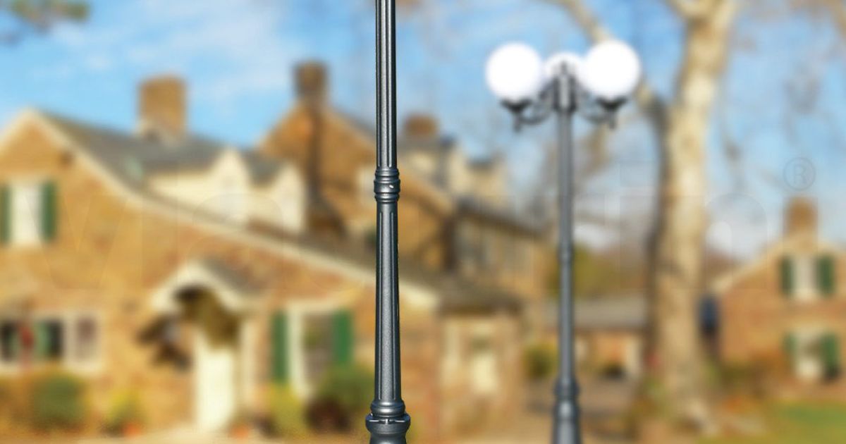 Candeeiro de rua com 200 cm de altura em Acrílico Antracite e Alumínio