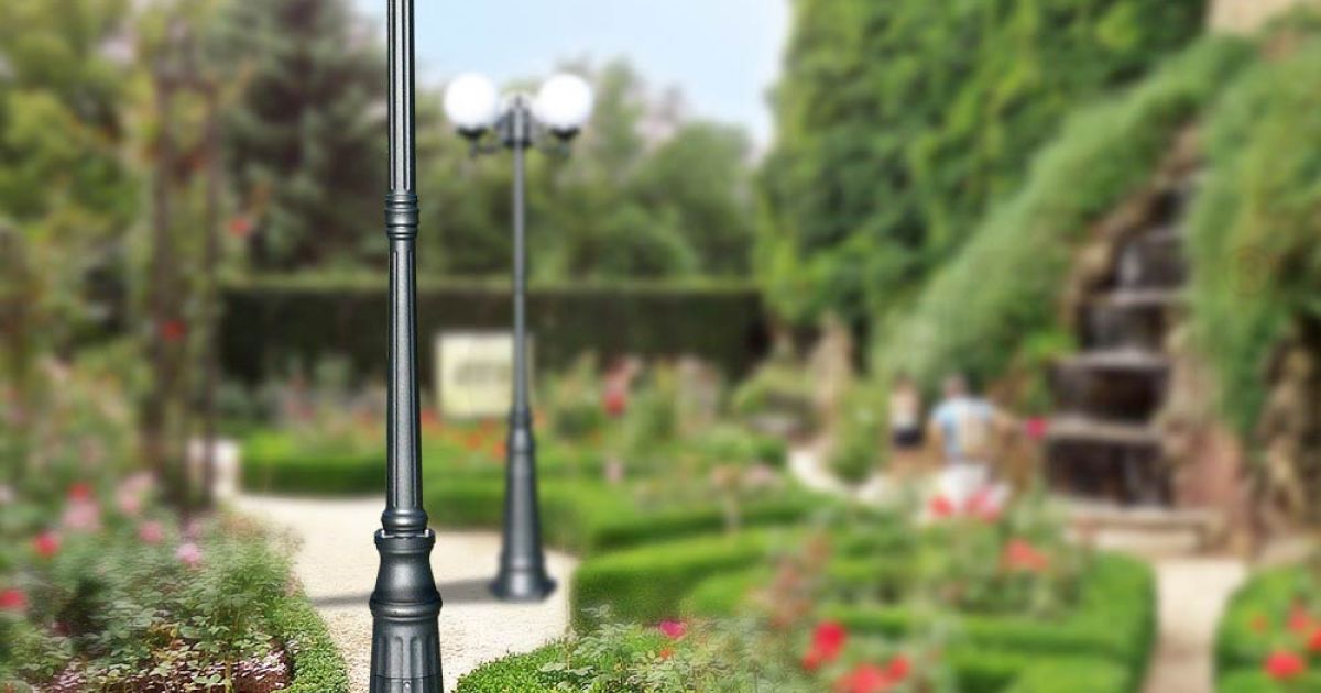 Candeeiro de rua com 230 cm de altura em Acrílico Antracite e Alumínio