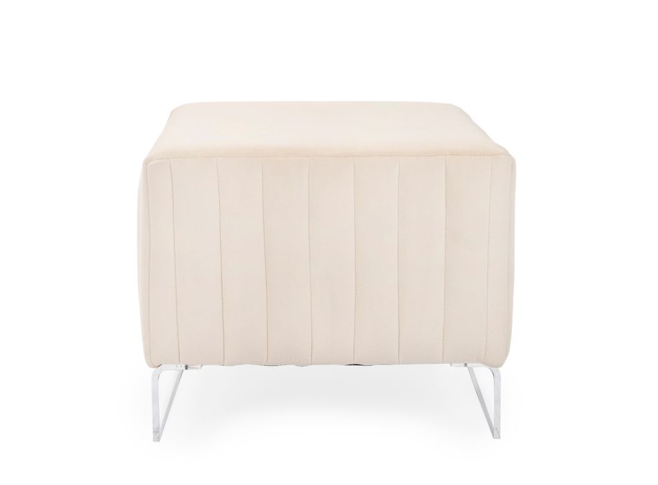 Pufe com assento em tecido e pés em plexiglass