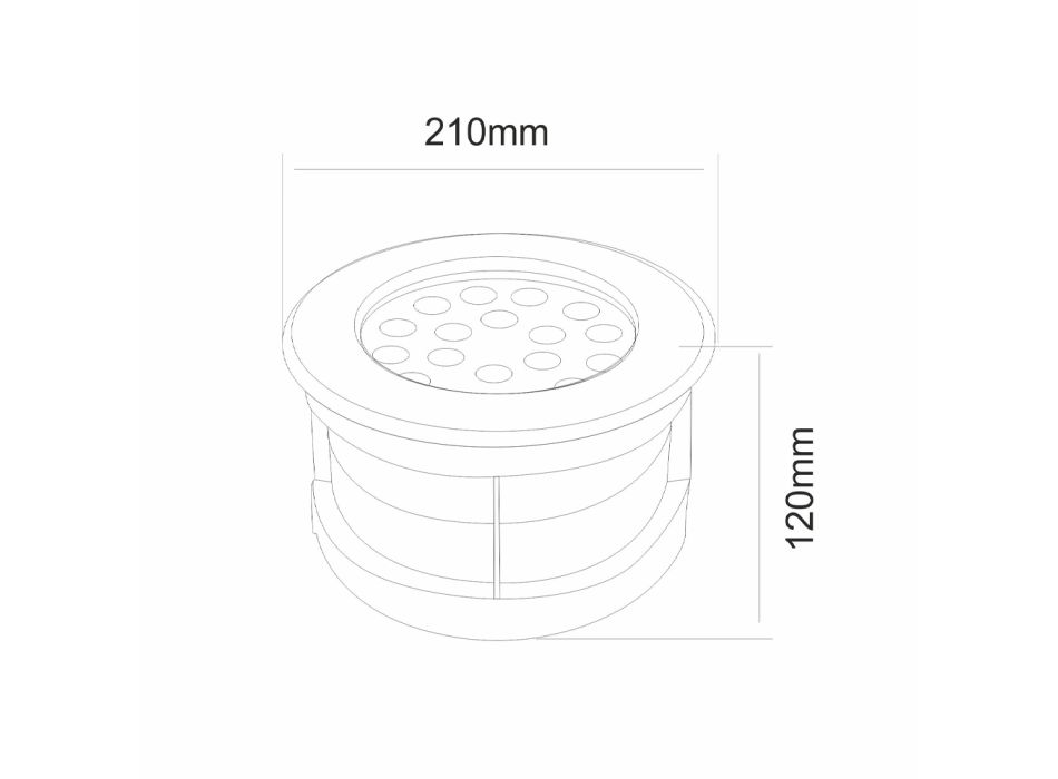 Refletor embutido LED redondo para exteriores em aço inoxidável