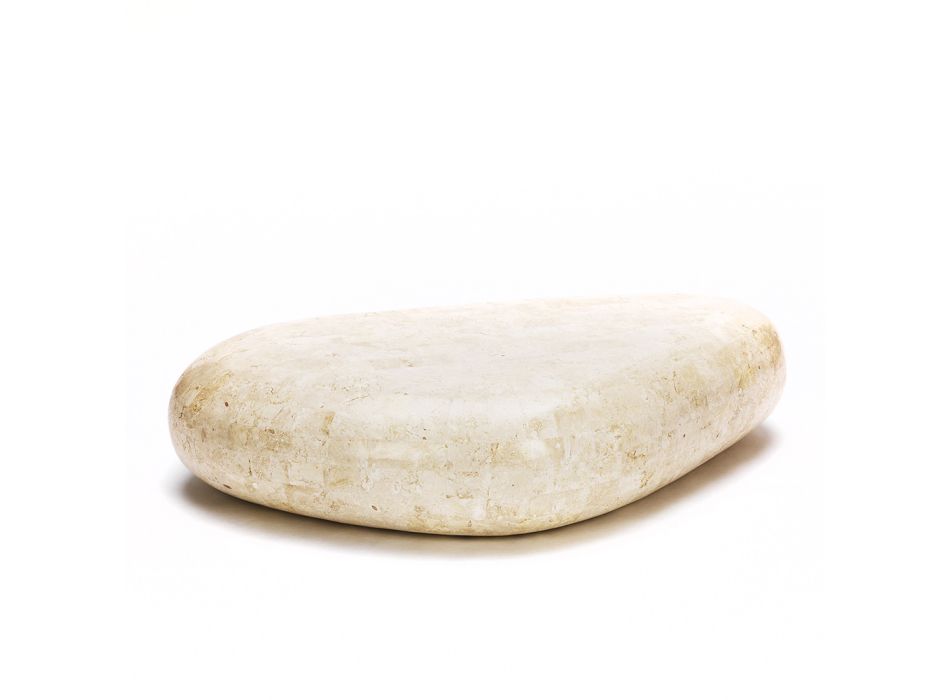 Mesa de centro em formato de pedra fóssil branca ou cinza