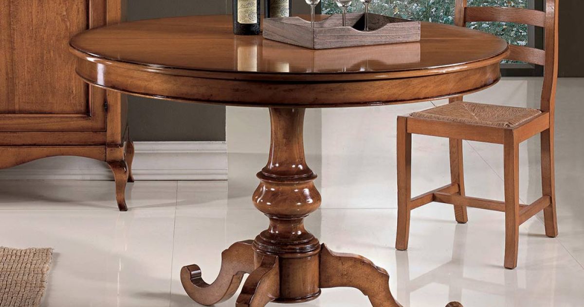 Mesa extensível redonda da sala em nogueira